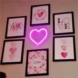 Party Supplies | Pink Heart Neon Sign Led Neon Light Battery Operated ...